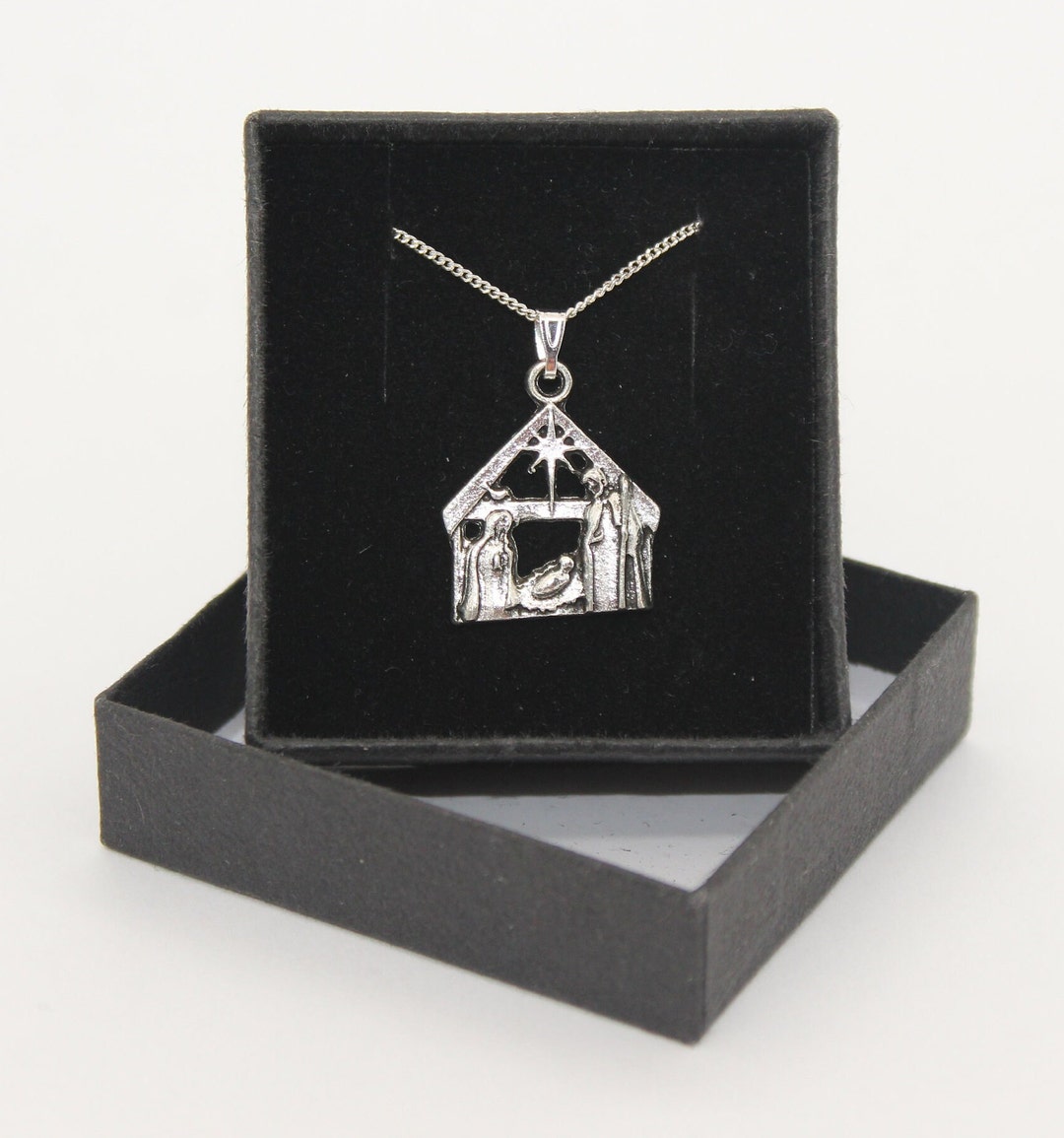 Nativity - Sterling Silver Curb Chain Necklace With Tibetan Silver ...