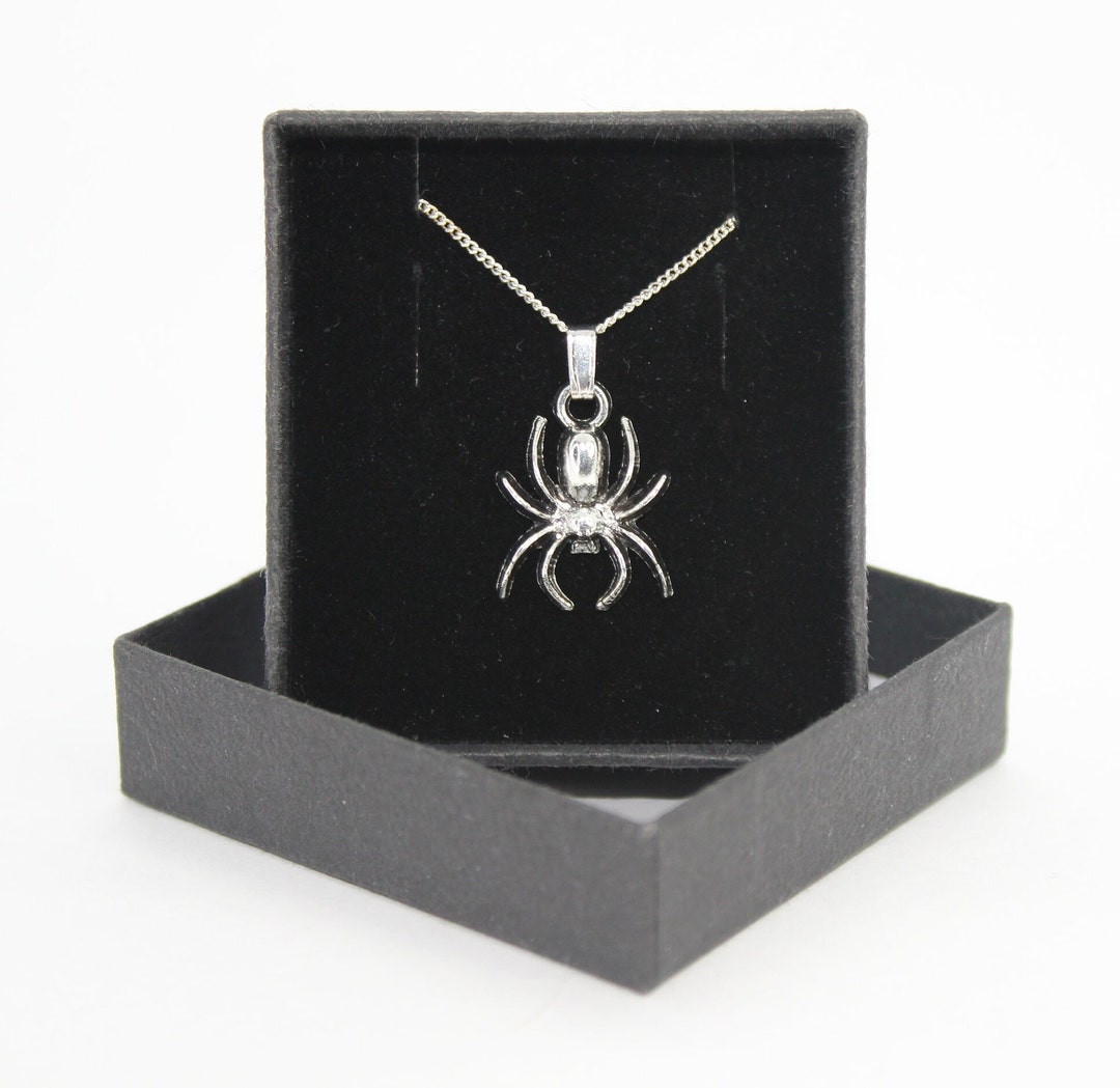 Spider / Creepy Halloween - Sterling Silver Curb Chain Necklace With ...