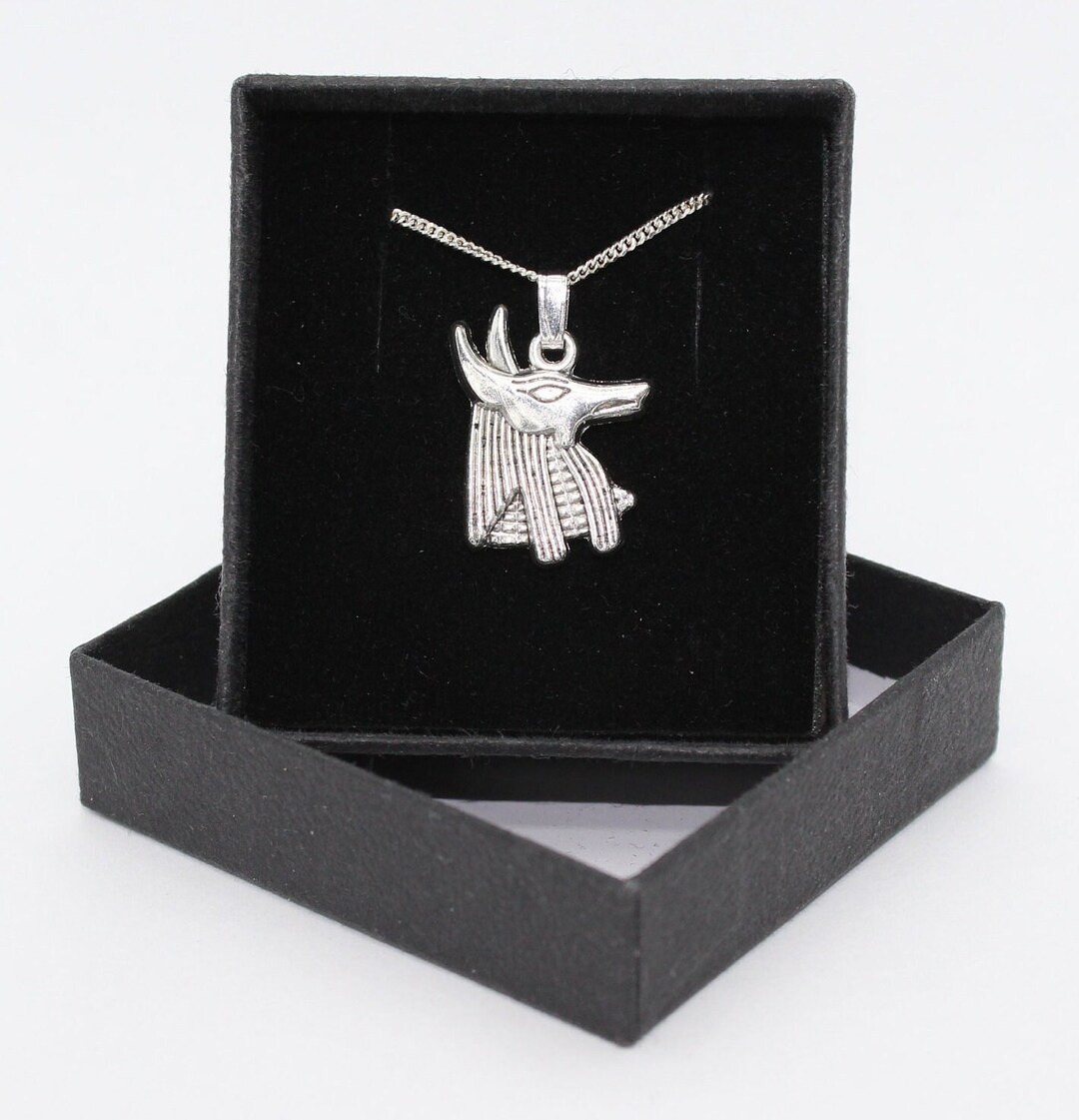 Anubis / Egyptian Jackal - Sterling Silver Curb Chain Necklace With ...