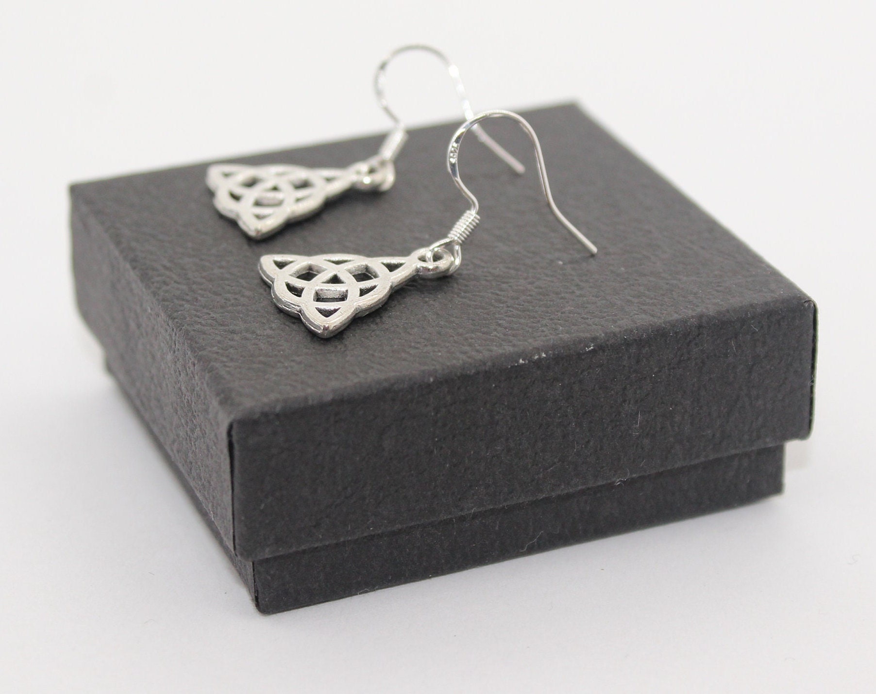 Mini Celtic Trinity Knot - Sterling Silver Fish Hooks With Tibetan ...