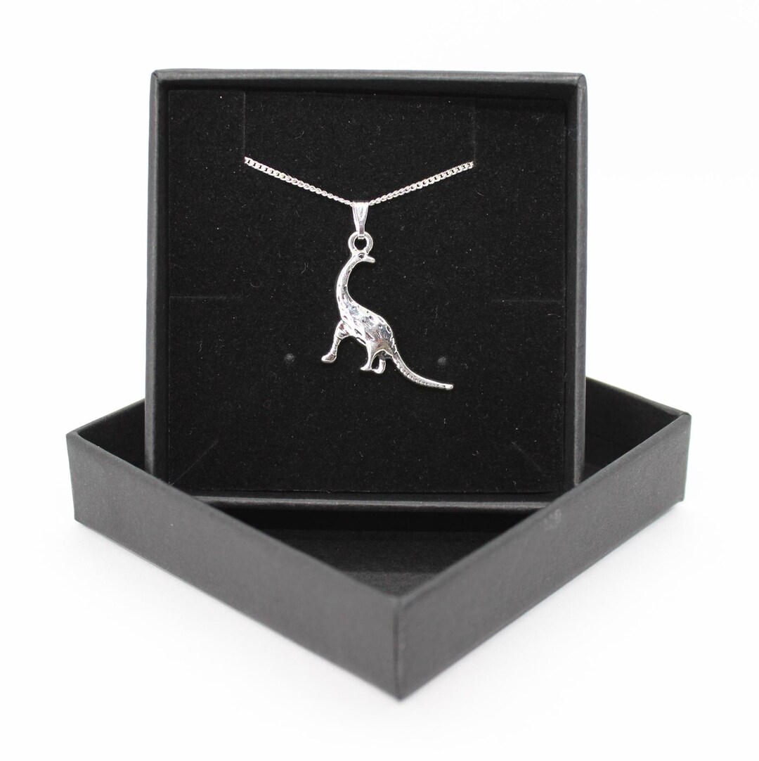 Brachiosaurus / Dino Dinosaur - Sterling Silver Curb Chain Necklace ...