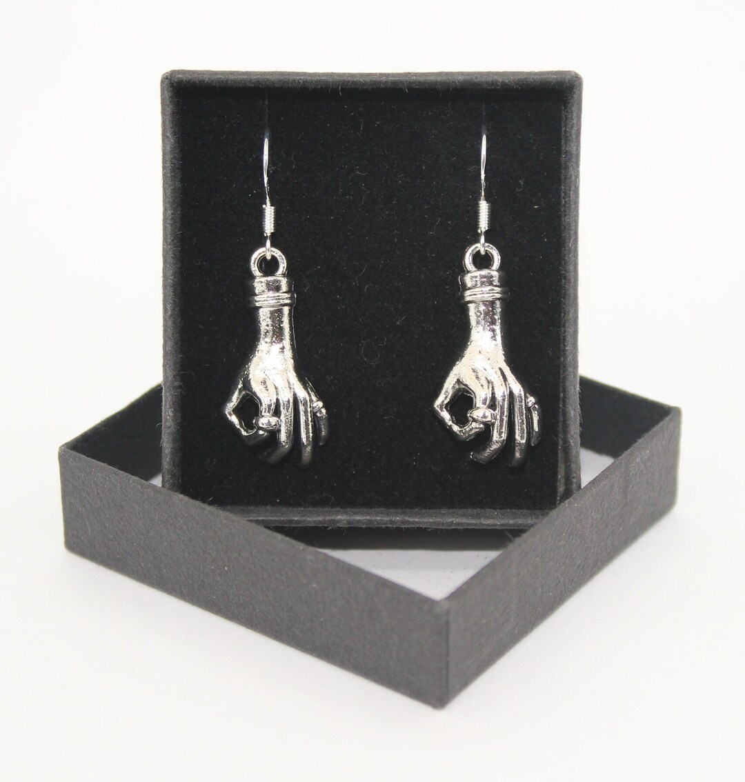 OK Sign Language Earrings: Sterling Silver Hooks, Tibetan Silver Charm ...
