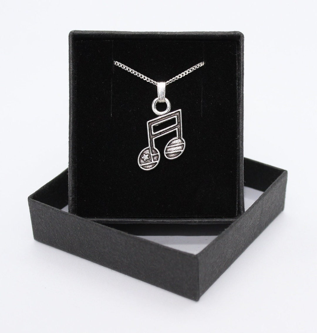 Quaver / Melody Note Music Musical - Sterling Silver Curb Chain ...