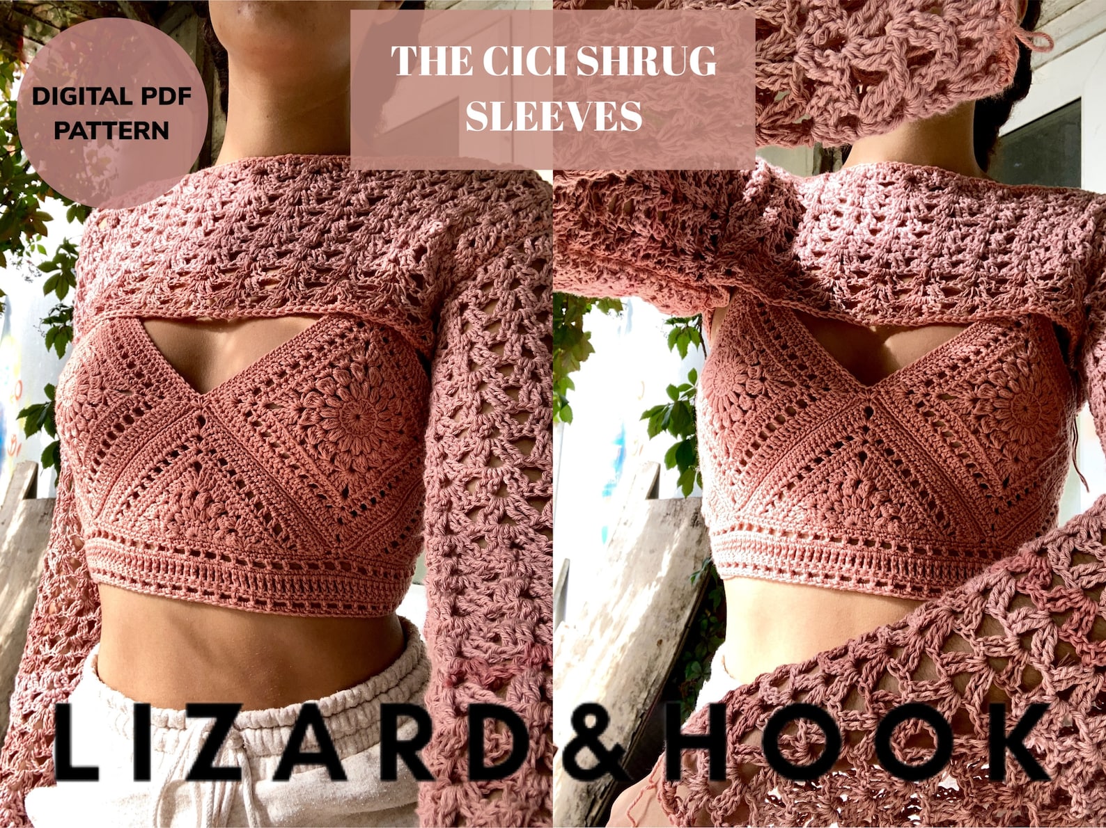 The Cici Shrug Sleeves PATTERN Lizard&hook CROCHET PATTERN - Etsy