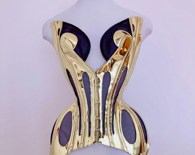 Gold Butterfly Corset, Fantasy Ball Corset,burlesque, Metallic Gold Corset,egyptian Corset ...