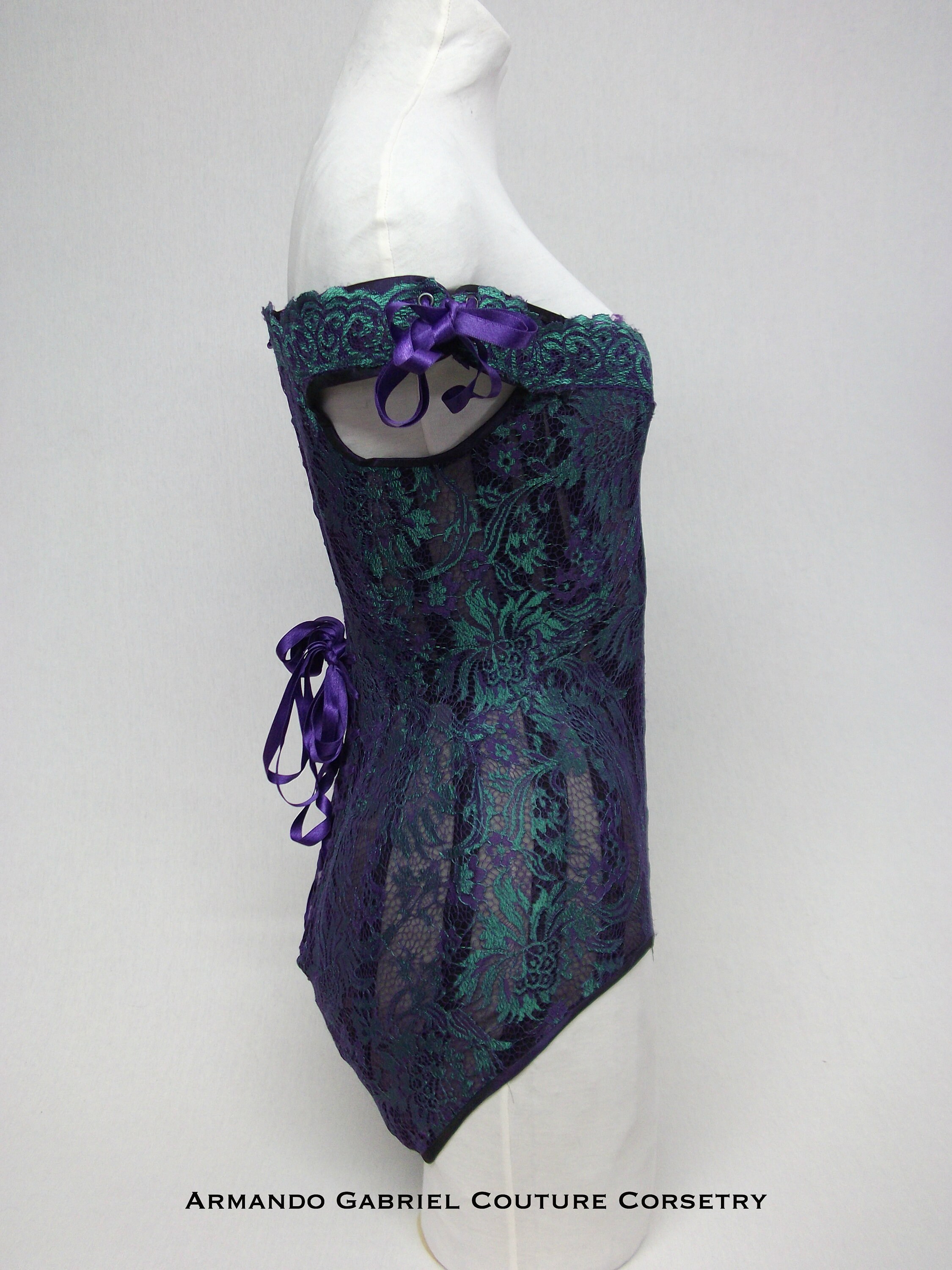 Body Shaper Corset: Lady Maleficent-violetgreen Lace - Etsy New Zealand