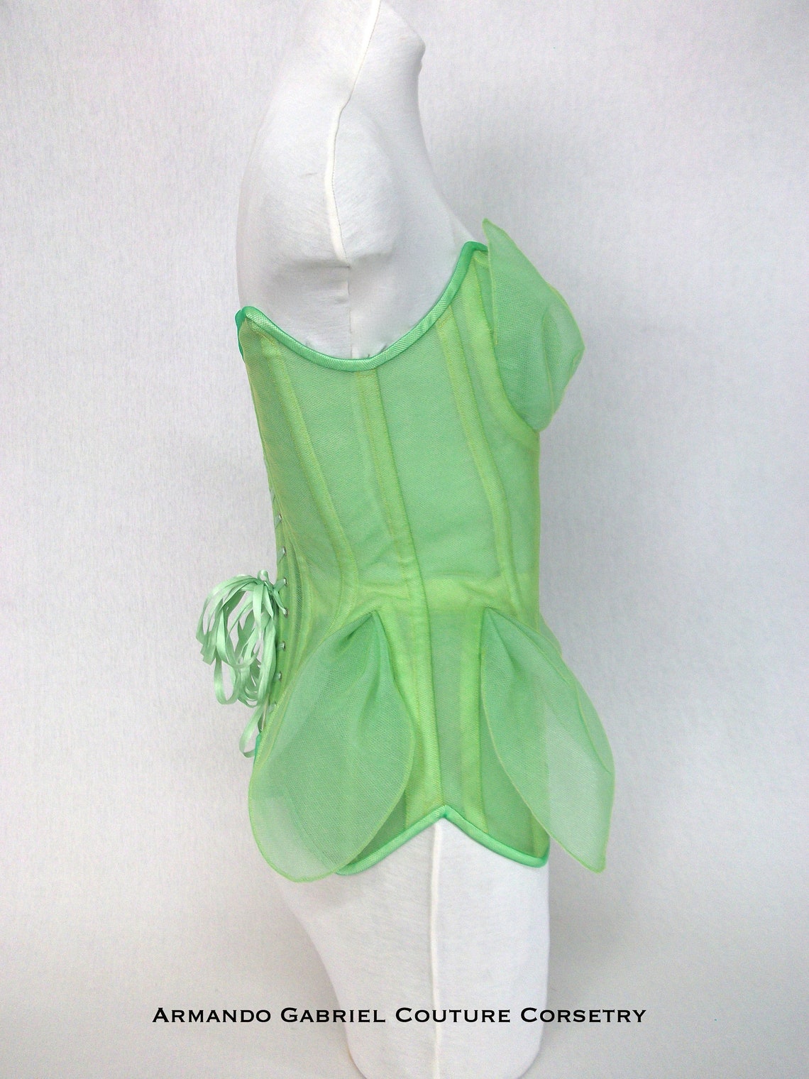 Corset: Flora-green Net Corset-fairytale Corset-flower - Etsy