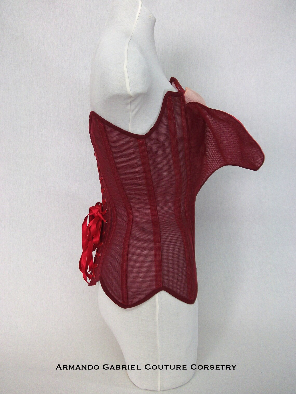 Corset: Red Rose-flower Corset-fairytale Corset-ombré Red Corset-net ...