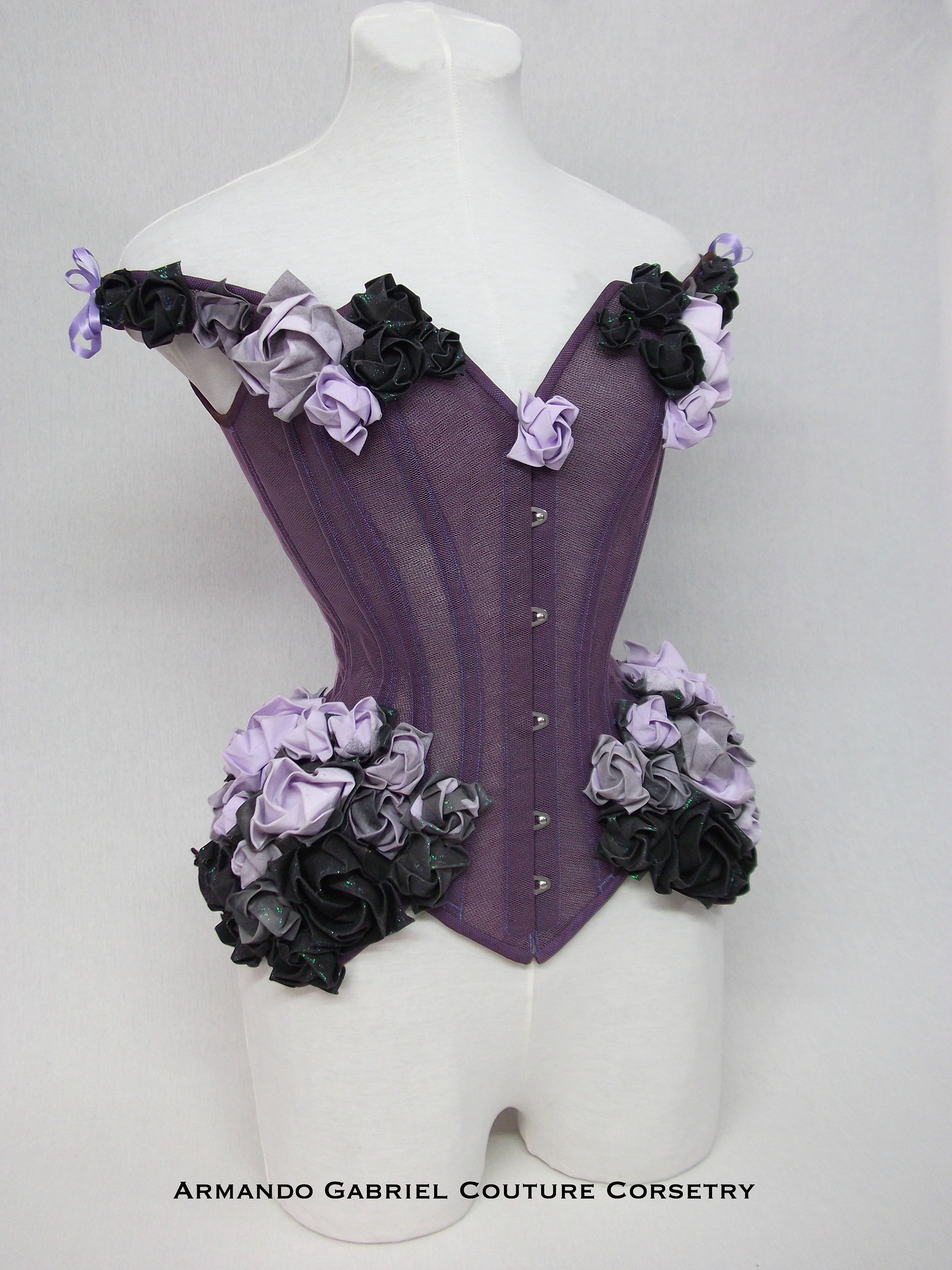 Corset: Twilight Rose-lilac Origami Roses-lilac+ Purple Net Corset-hand ...
