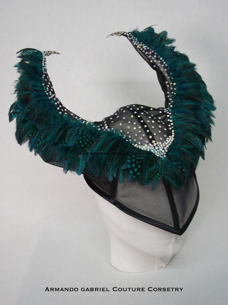 Evil Queen Headdress-feathered Headdress-black Net Green Feathers ...