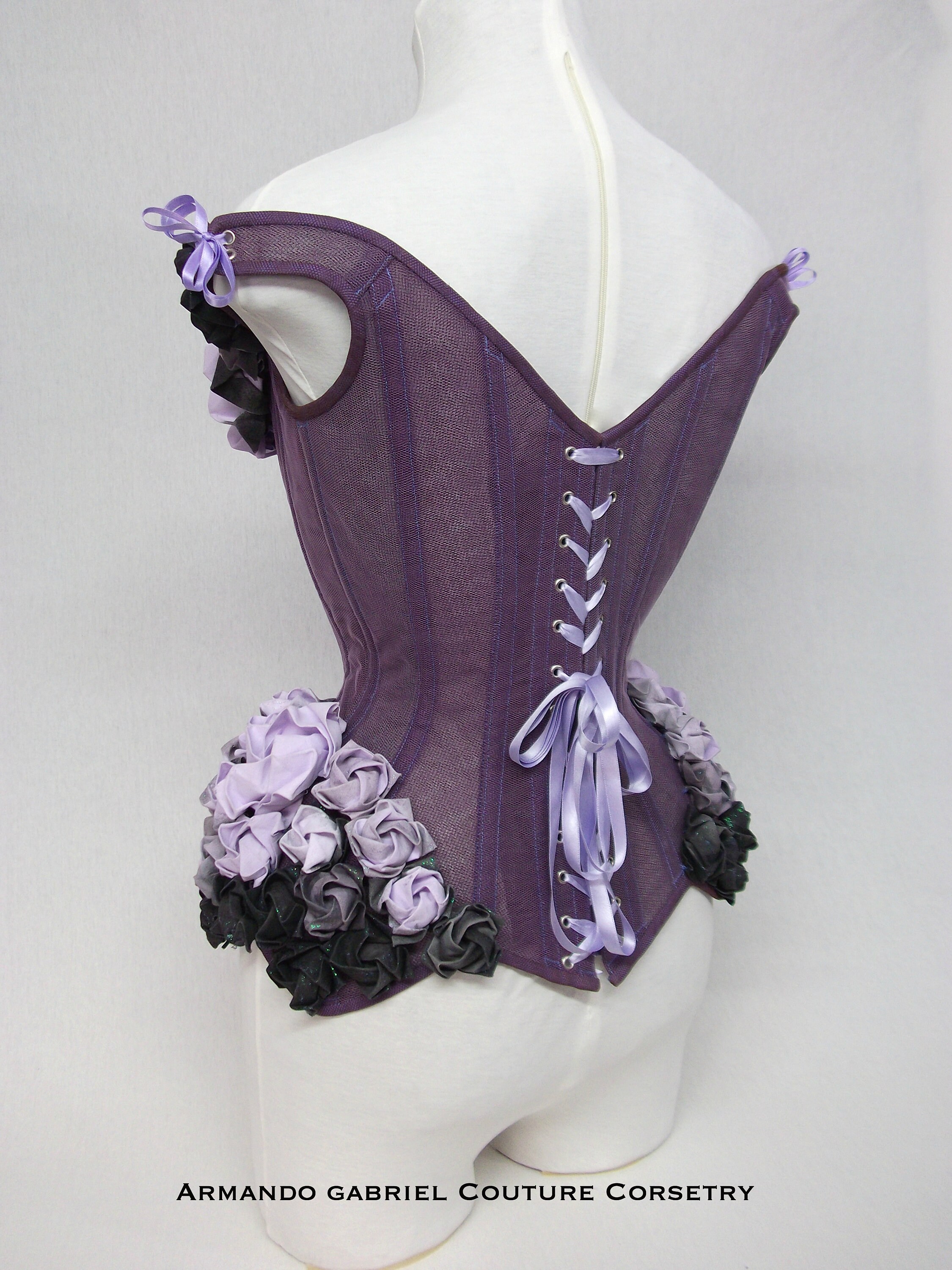Corset: Twilight Rose-lilac Origami Roses-lilac+ Purple Net Corset-hand ...