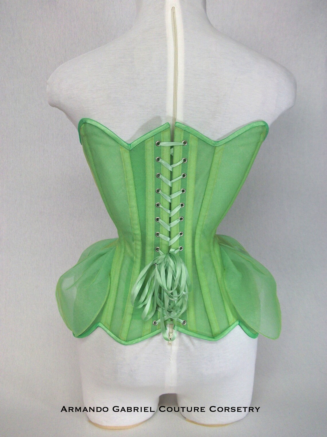 Corset: Flora-green Net Corset-fairytale Corset-flower - Etsy