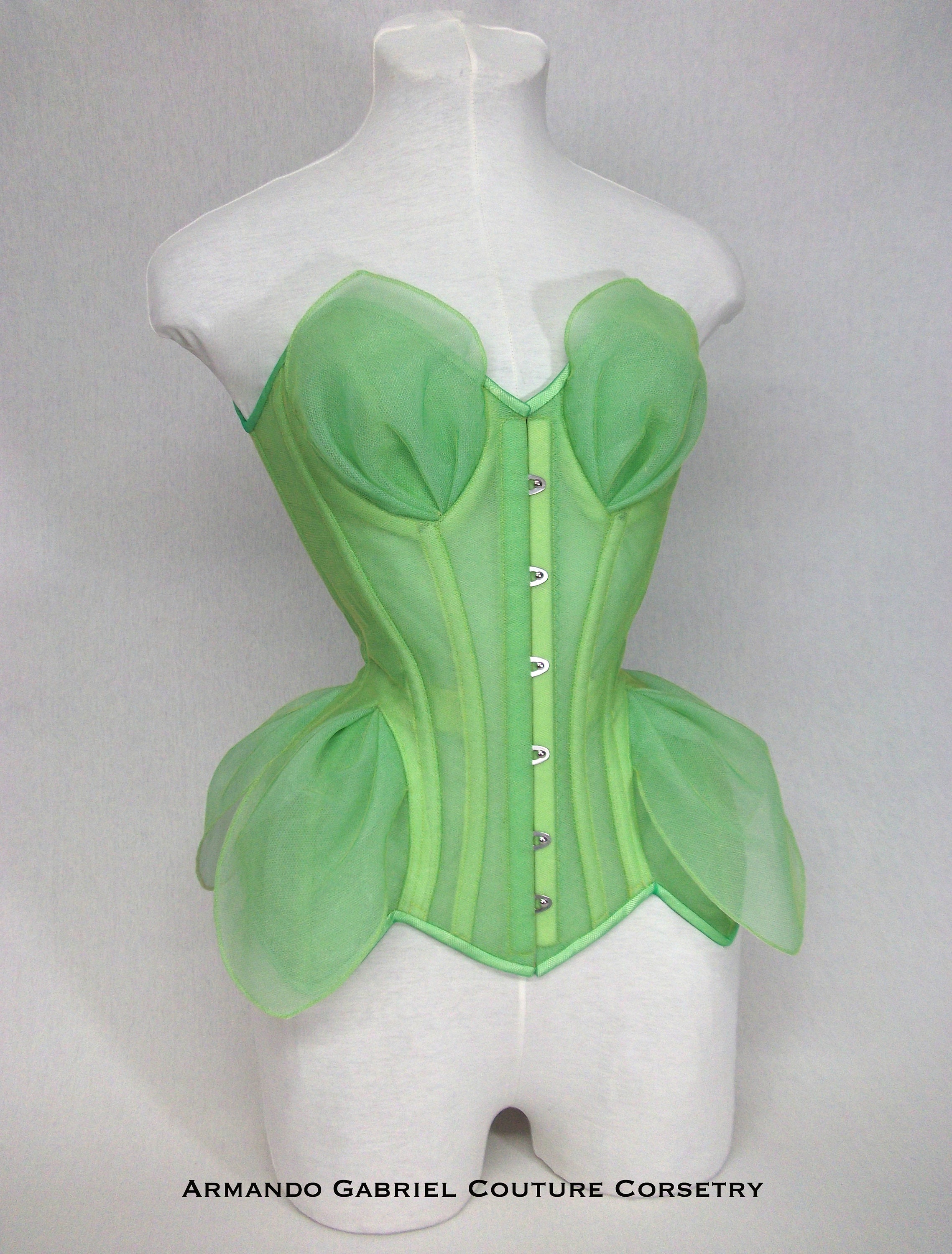 Corset: Flora-green Net Corset-fairytale Corset-flower - Etsy