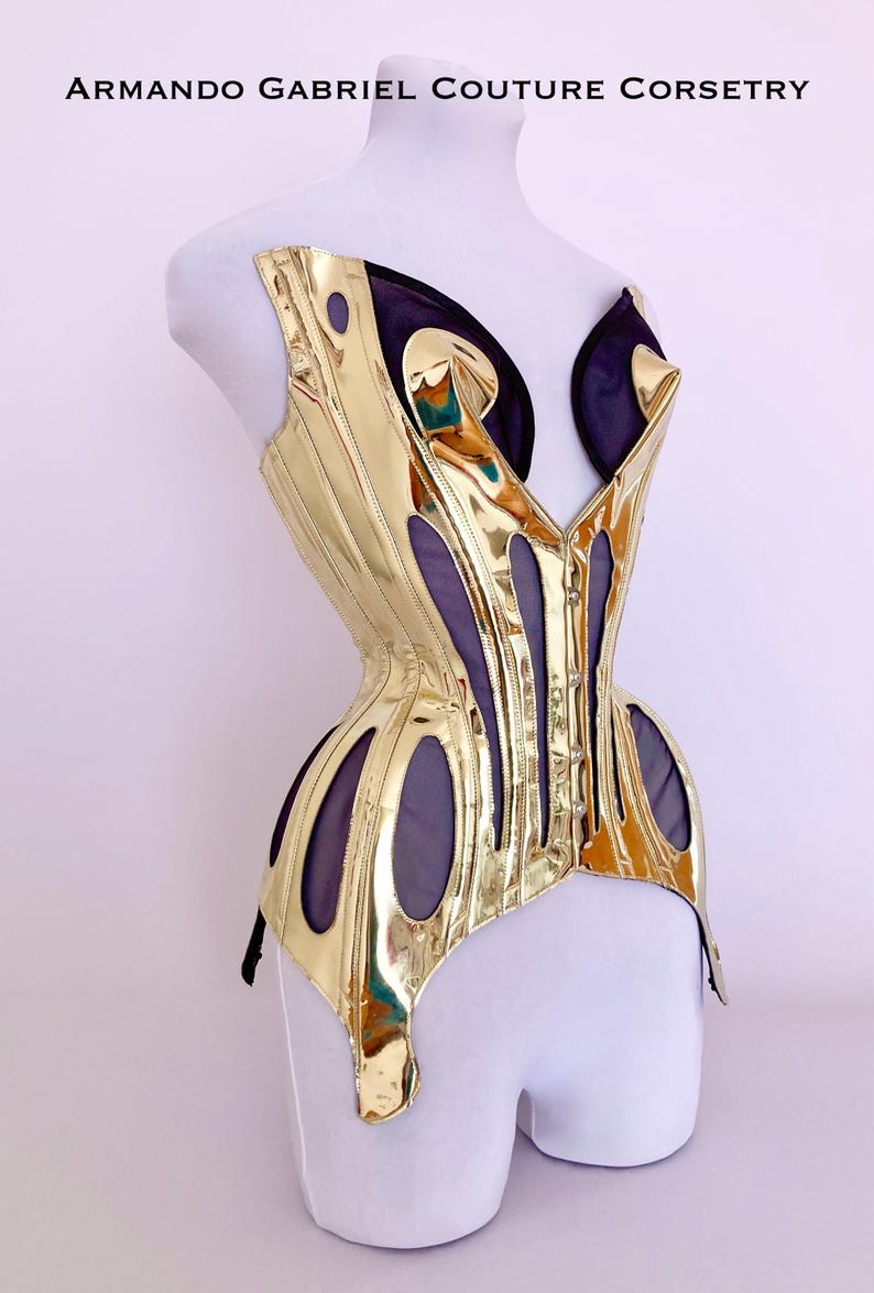 Gold Butterfly Corset, Fantasy Ball Corset,burlesque, Metallic Gold Corset,egyptian Corset ...