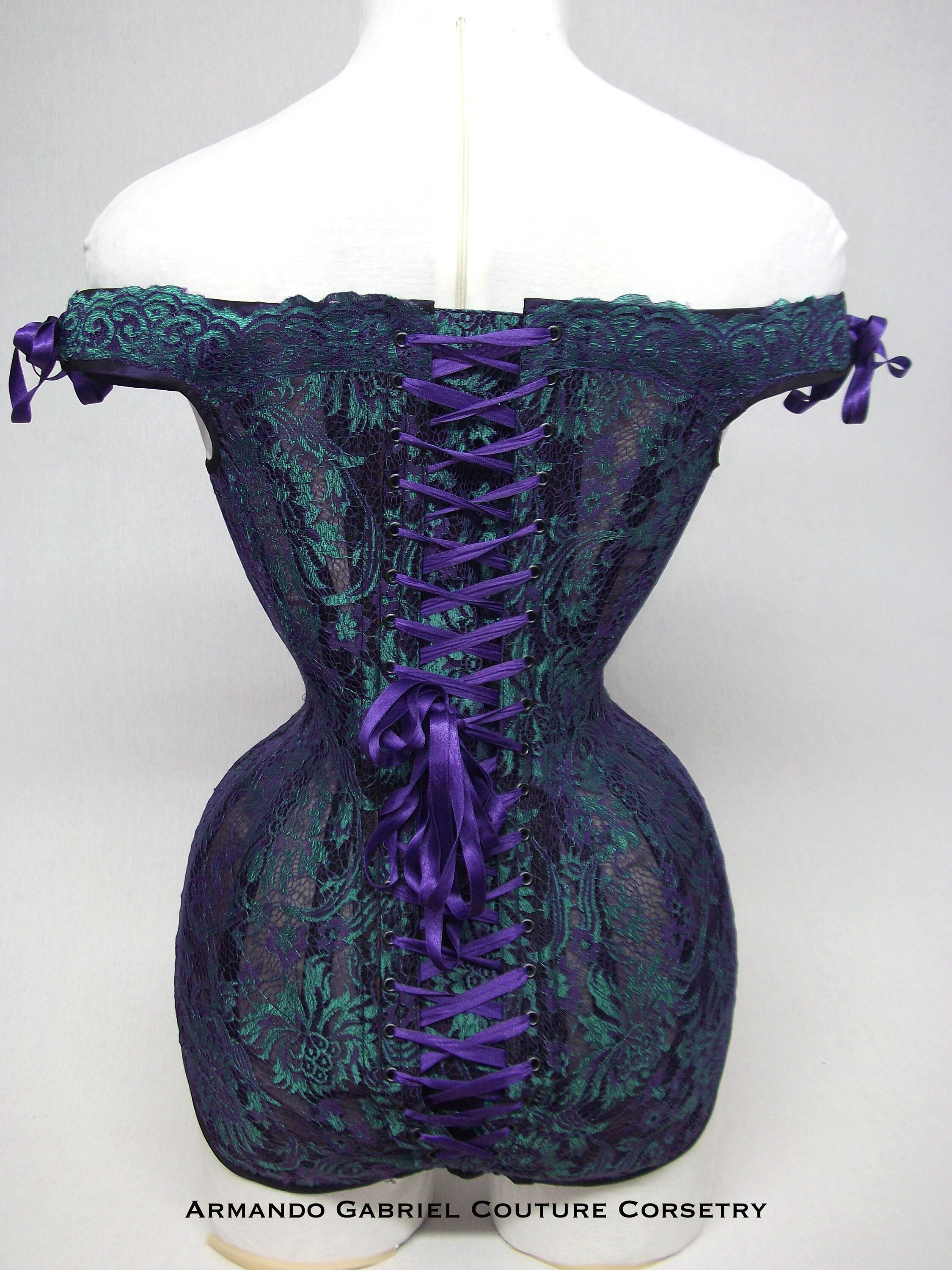 Body Shaper Corset: Lady Maleficent-violetgreen Lace - Etsy New Zealand