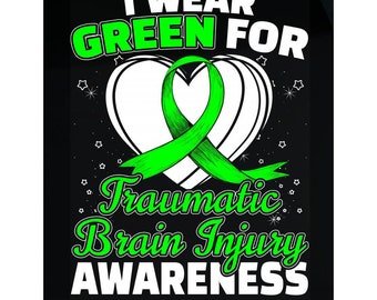 TBI Traumatic Brain Injury Awareness Green Ribbon Family Support Design ...