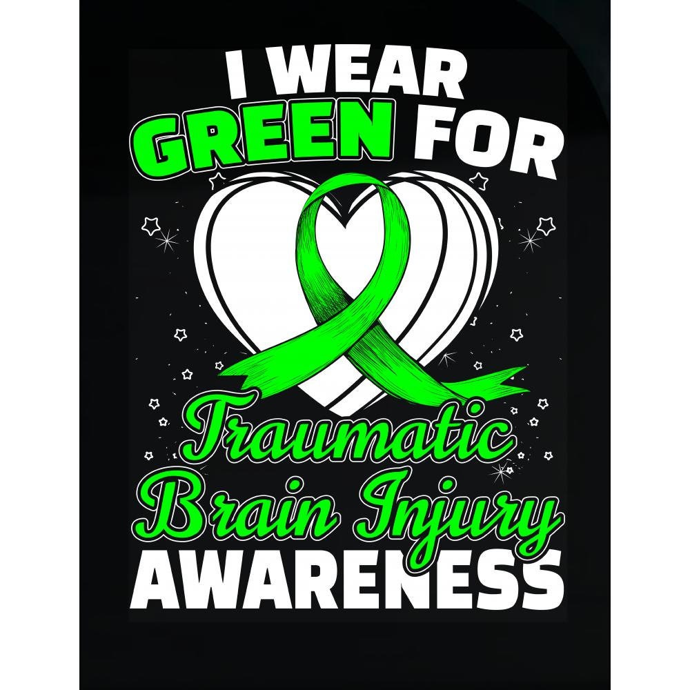 TBI Traumatic Brain Injury Awareness Green Ribbon - Family Support ...