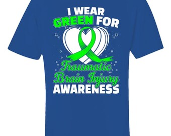 TBI Traumatic Brain Injury Awareness Green Ribbon Family Support Design ...