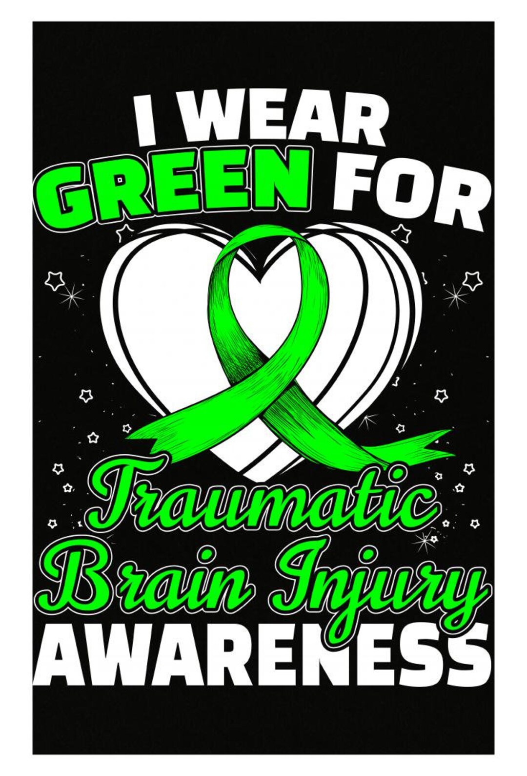 TBI Traumatic Brain Injury Awareness Green Ribbon - Family Support ...