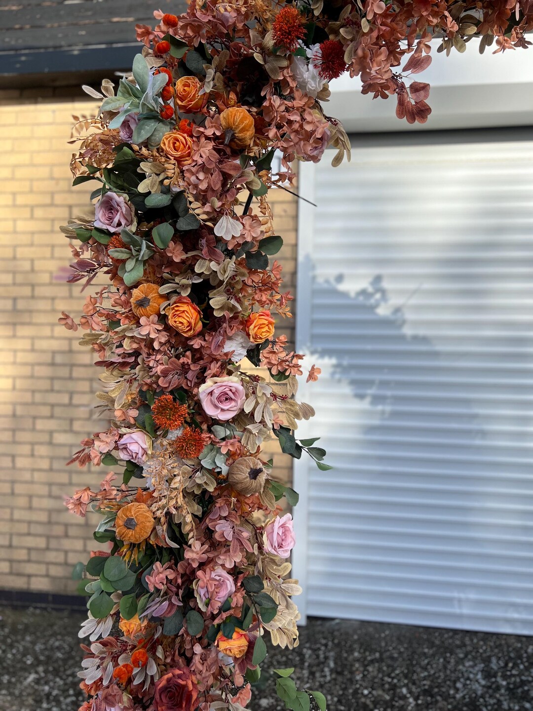 Tan Pumpkin Fall Flower Garland - Sage and Brown Flower Foliage Garland ...
