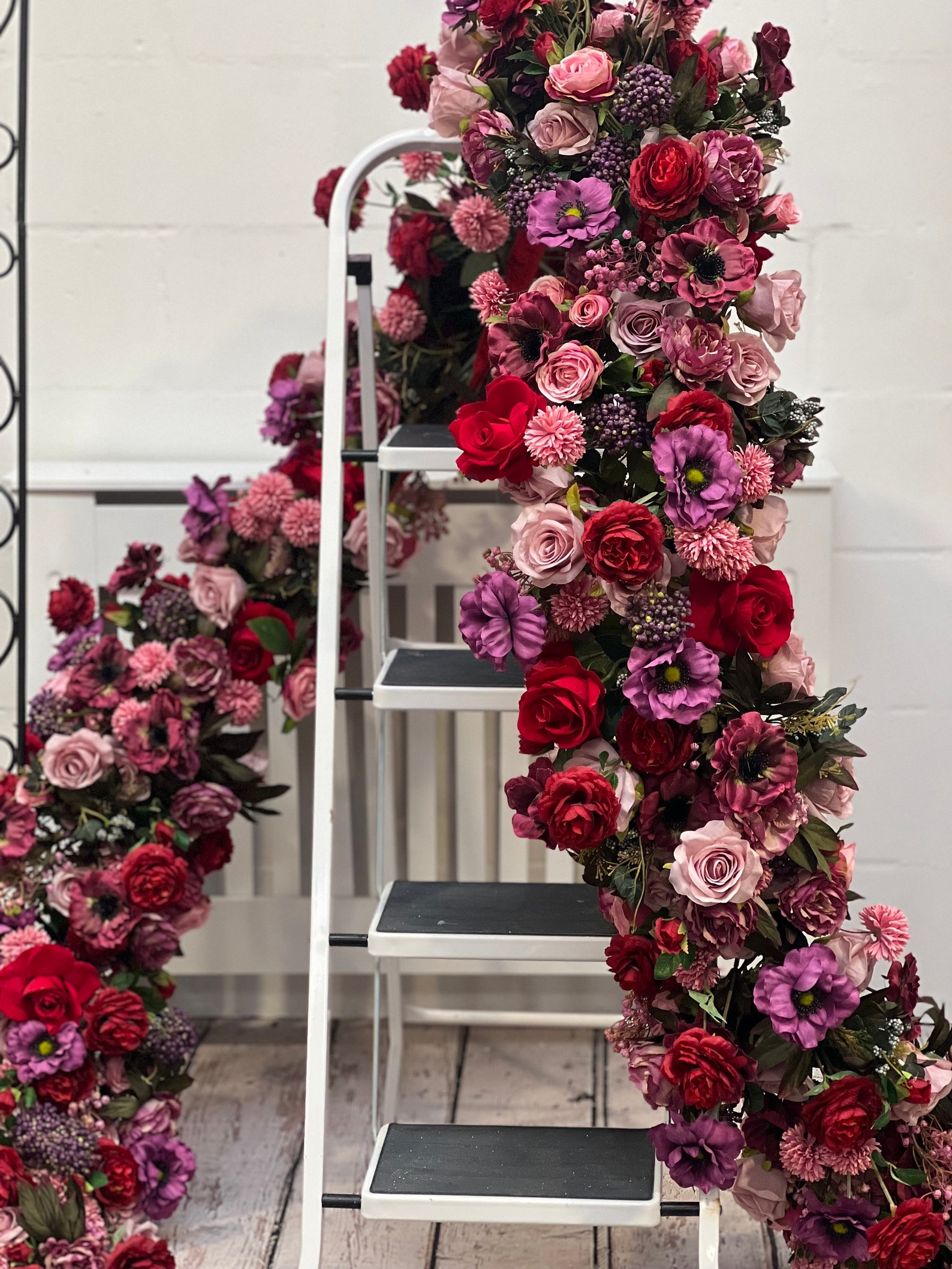 Red Burgundy Silk Flower Garland: Wedding Arch Decor - Etsy