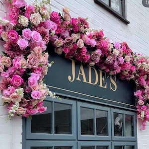 SHOP FRONT Pink, Cream Flower Garland - Salon Front Decor - Handmade in ...