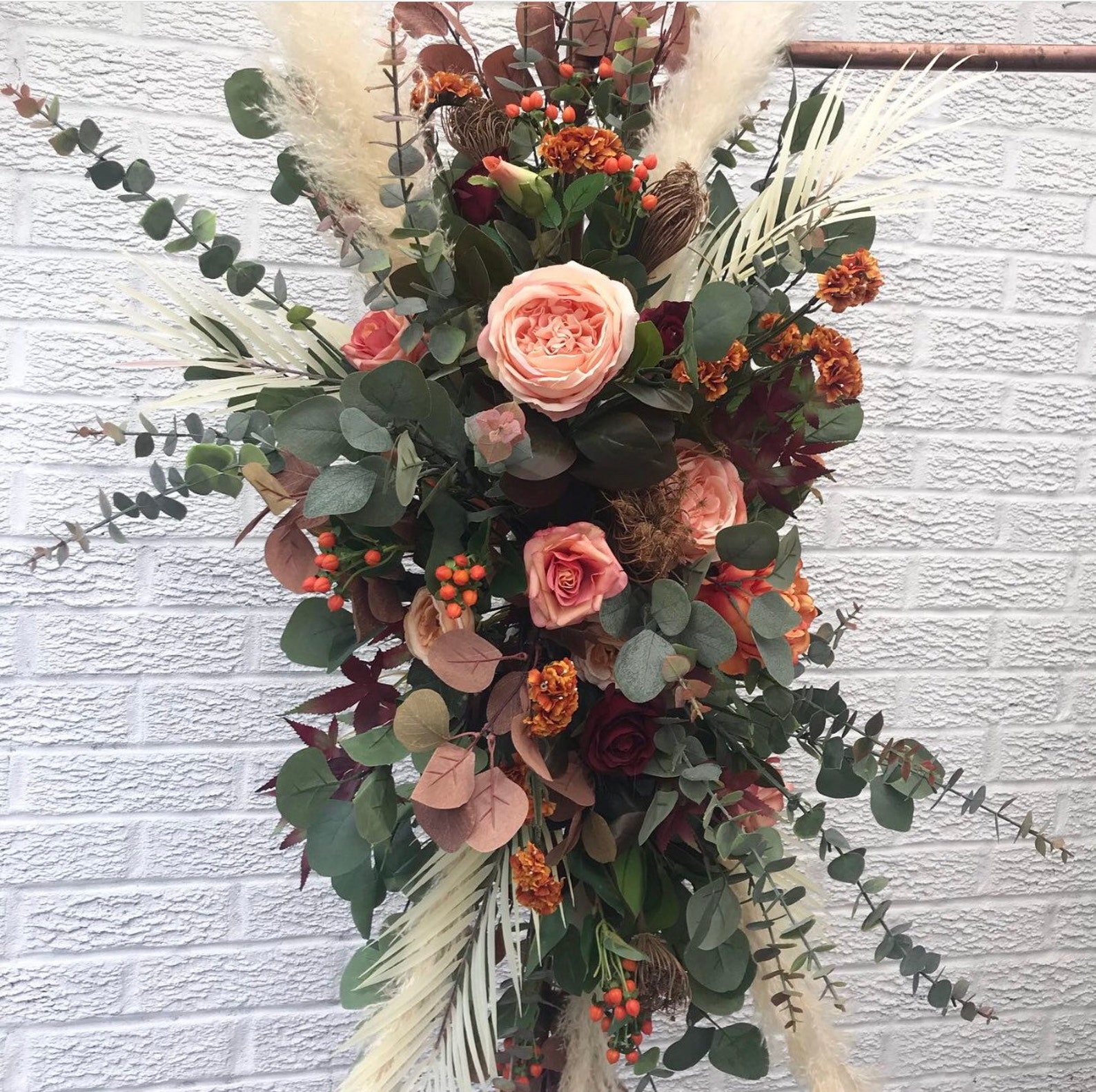 Fall Flower Arch Boho Flower Swag Fall Flower Swag Pampas | Etsy