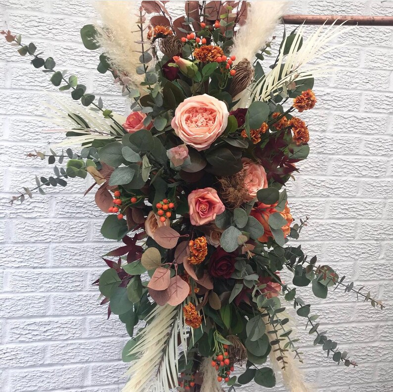 Fall Flower Arch Boho Flower Swag Fall Flower Swag Pampas - Etsy