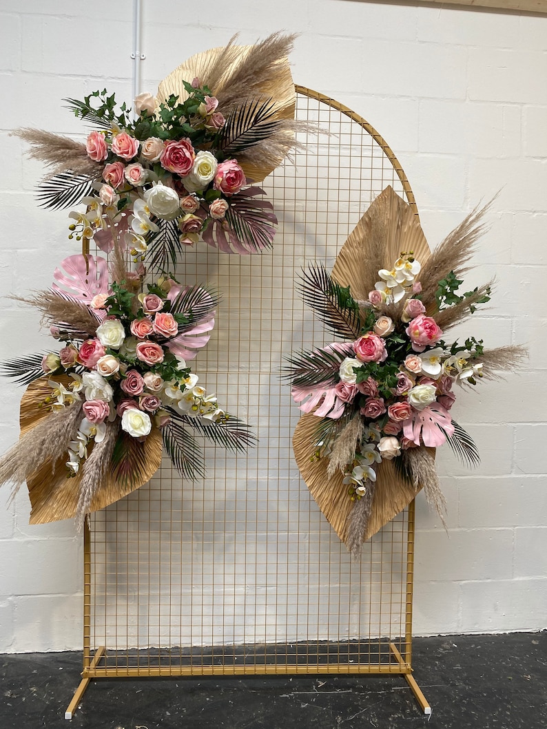 HOT PINK Boho Arch Arrangement Pink Boho Flowers Pampas - Etsy