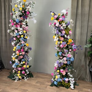 Colourful Wedding Flower Columns, Deconstructed Wedding Flower Arch ...