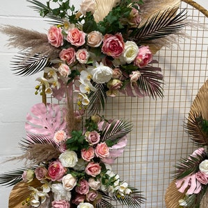 HOT PINK Boho Arch Arrangement, Pink Boho Flowers, Pampas Flower ...