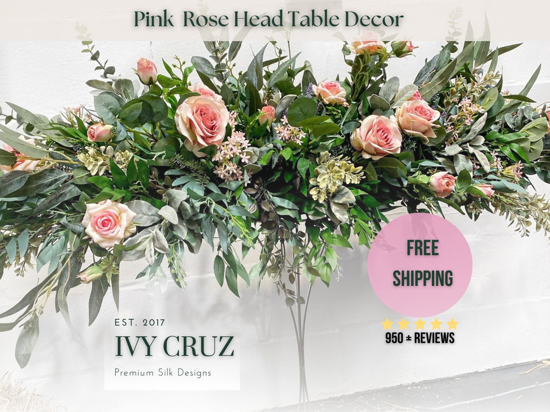 Pink Rose Wedding Head Table Flower Centrepiece Mantlepiece Decoration ...