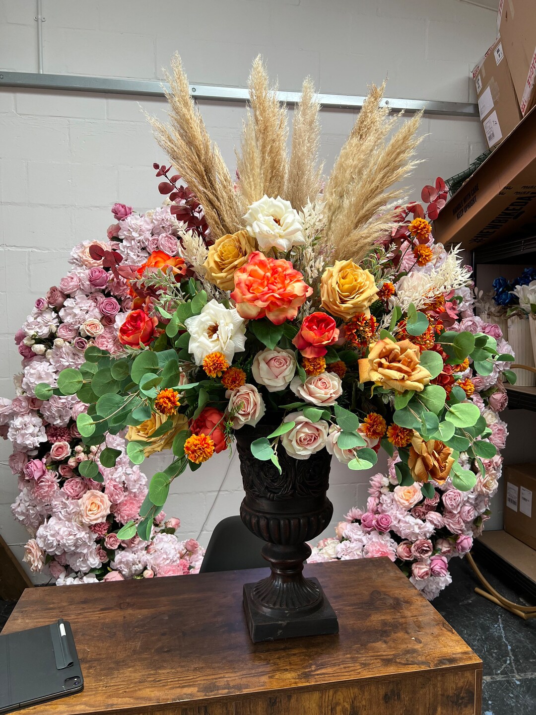 Fall Table Centrepiece, Fall Flower Urn, Fall Table Decor, Flower Urn ...