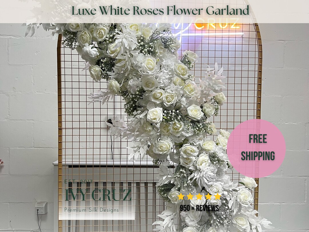LUXE White Roses Flower Garland Wedding Backdrop Decor - Etsy
