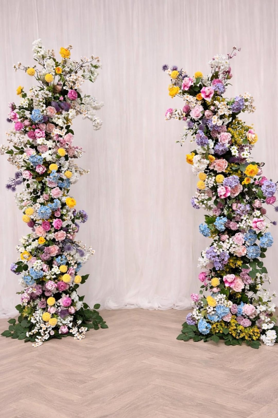 Colorful Wildflower Wedding Columns: Freestanding Floral Arch - Etsy