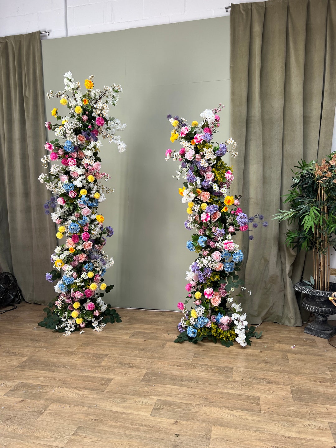 Colourful Wedding Flower Columns, Deconstructed Wedding Flower Arch ...