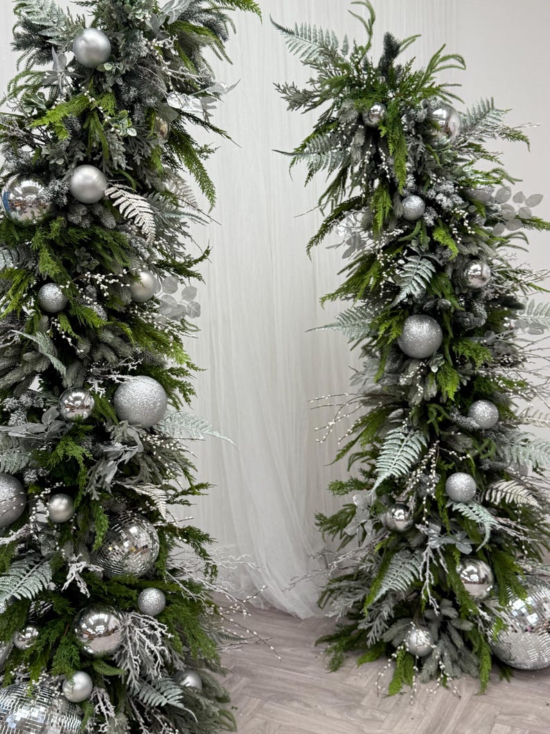 Silver Frosty Christmas Doorway Pillars - Silver Christmas Party ...