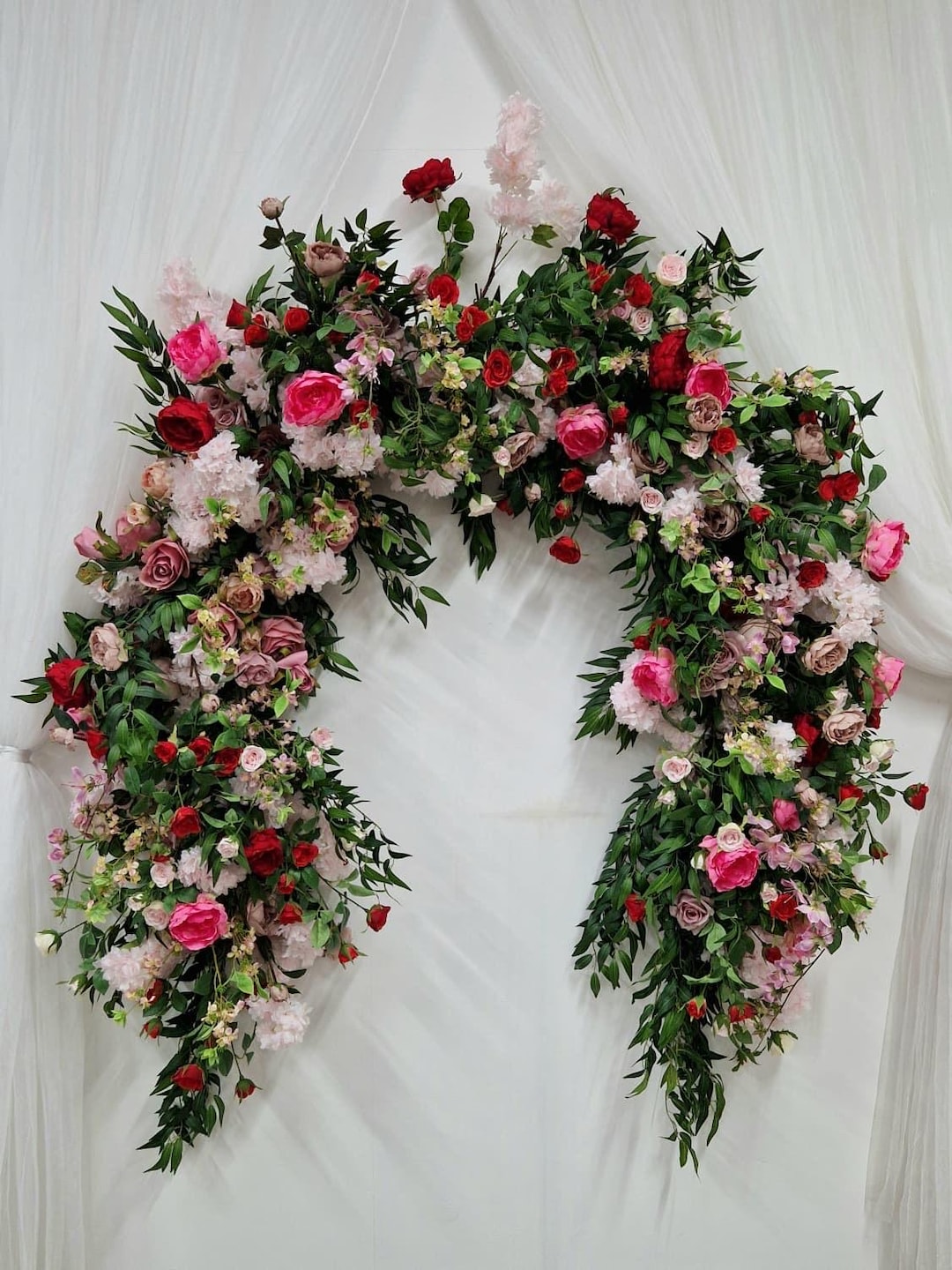 Valentines Spring Flower Garland - Artificial Red and Pink Flower ...