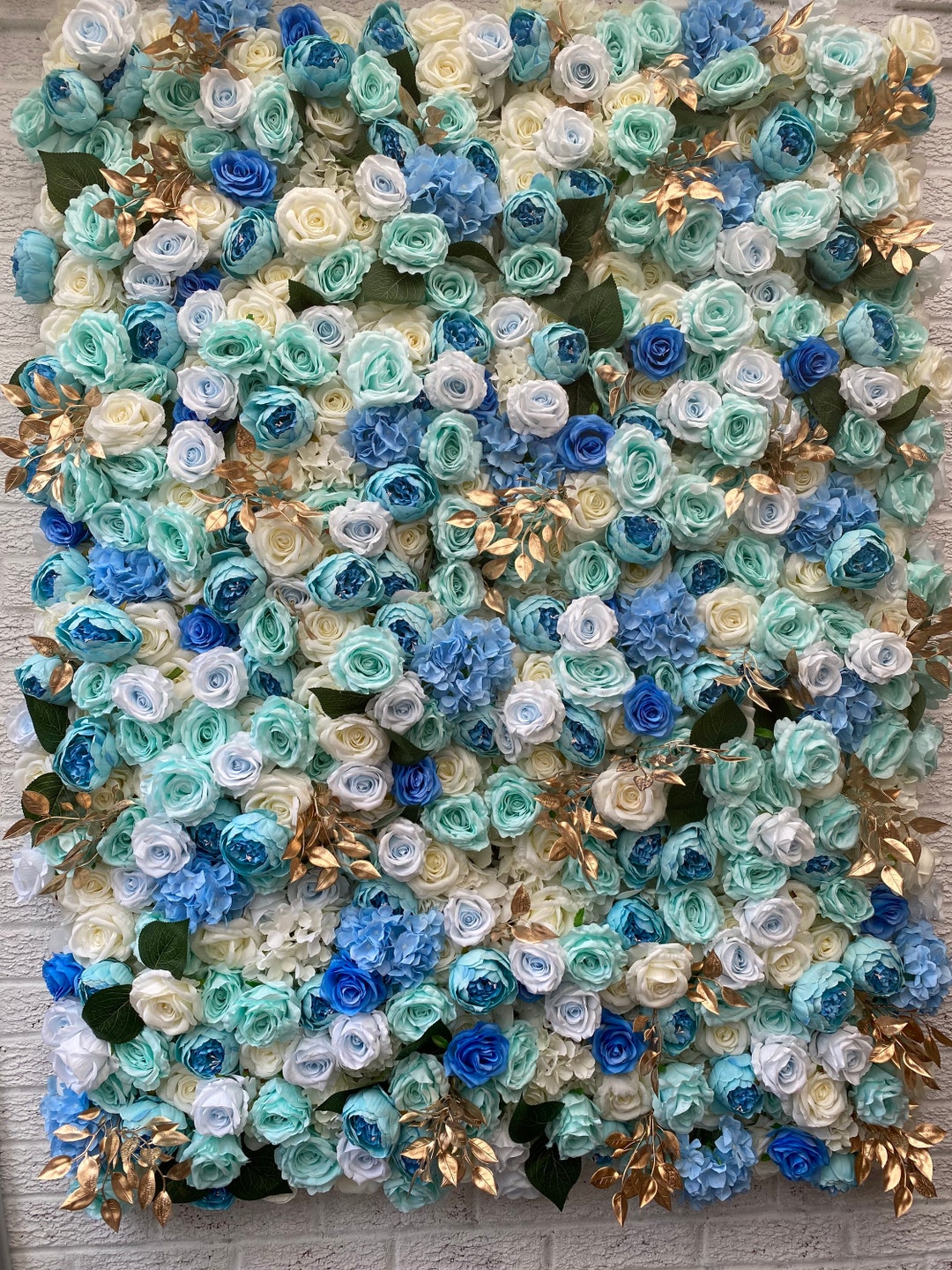 Blue Flower Wall, Turquoise Flower Wall, Teal Flower Wall, Blue ...