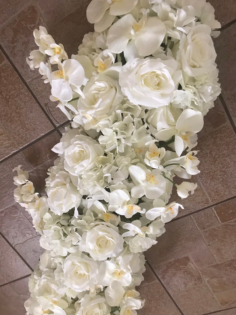 White Orchid Flower Garland: Rose Hydrangea Table Runner - Etsy