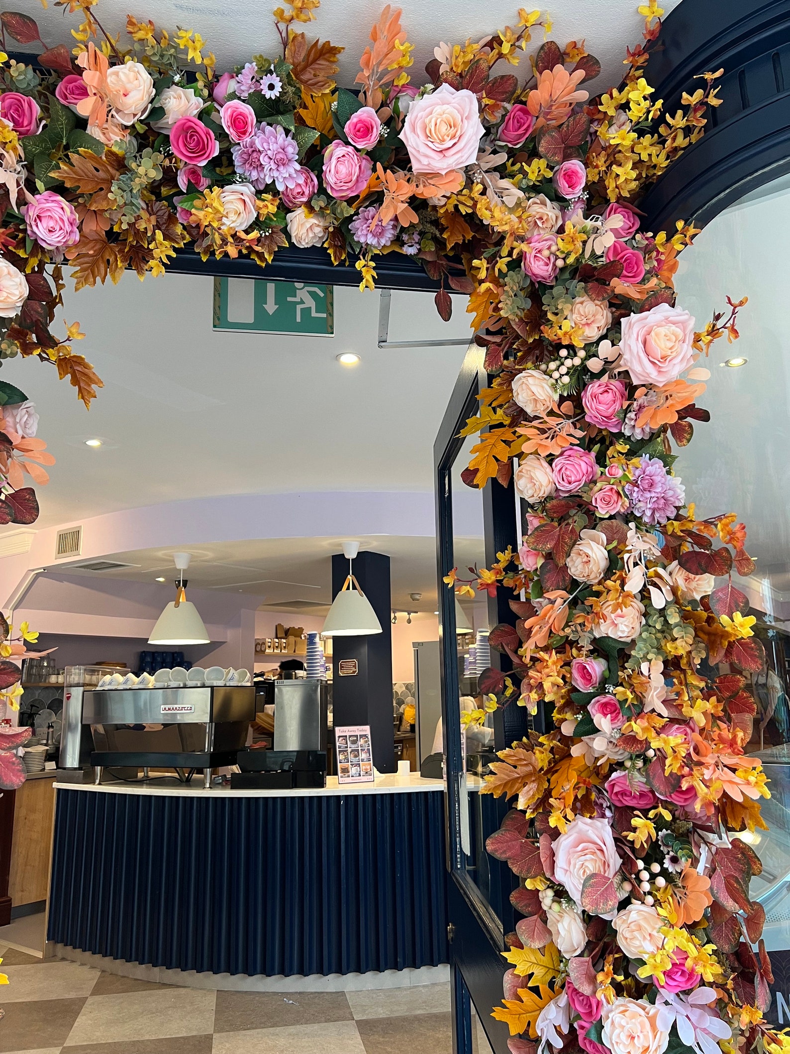 Pink Fall Flower Garland, Autumn Flower Garland, Pink and Orange Flower ...