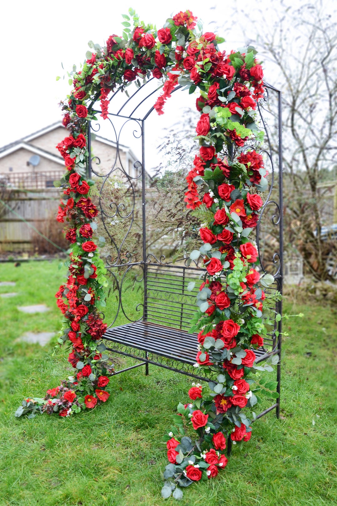 Red Rose Flower Garland, Red Rose Flower Arch, Red Wedding Garland, Red ...