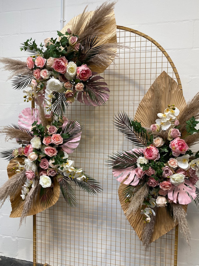 HOT PINK Boho Arch Arrangement Pink Boho Flowers Pampas - Etsy