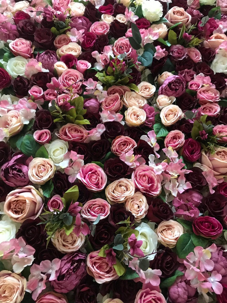 Burgundy Flower Wall Pink Floral Wall Flower Backdrop - Etsy