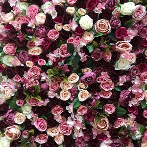 Burgundy Flower Wall, Pink Floral Wall, Flower Backdrop, Floral ...