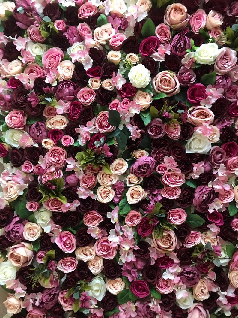 Burgundy Flower Wall Pink Floral Wall Flower Backdrop - Etsy