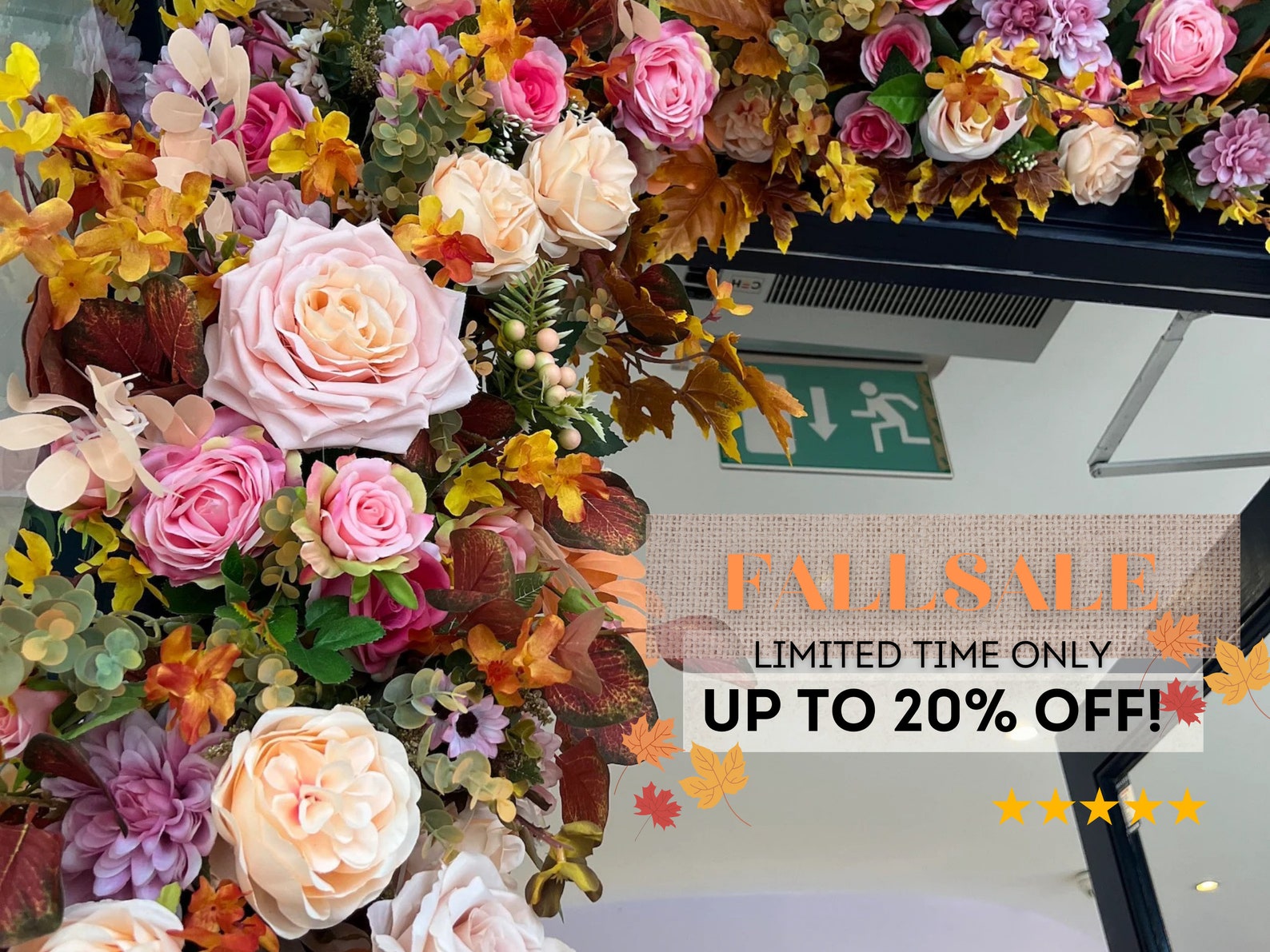 Pink Fall Flower Garland, Autumn Flower Garland, Pink and Orange Flower ...