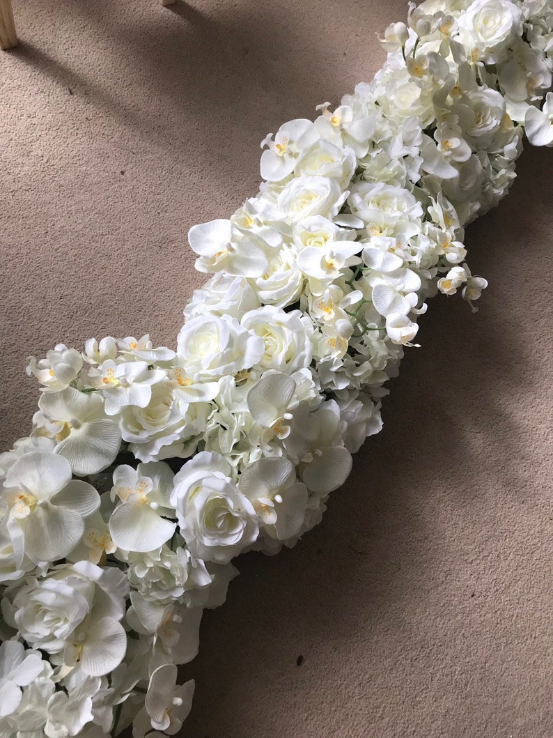 White Orchid Flower Garland: Rose Hydrangea Table Runner - Etsy
