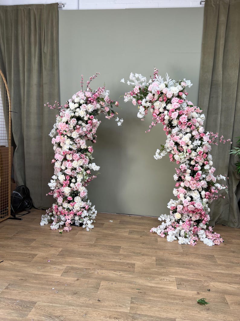 Blush Pink Wedding Flower Columns: Artificial Rose & Peony Arch - Etsy