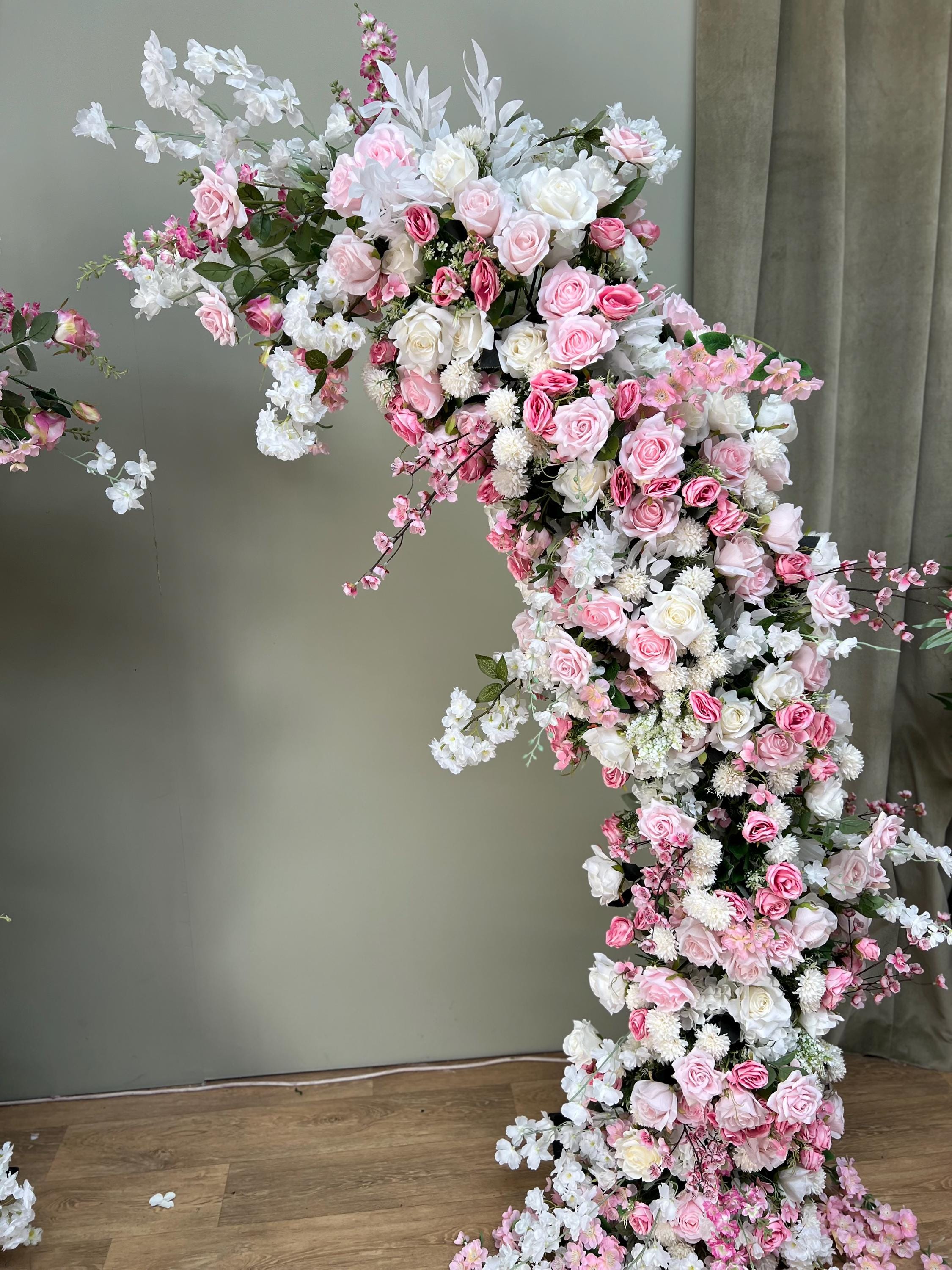 Blush Pink Wedding Flower Columns: Artificial Rose & Peony Arch - Etsy
